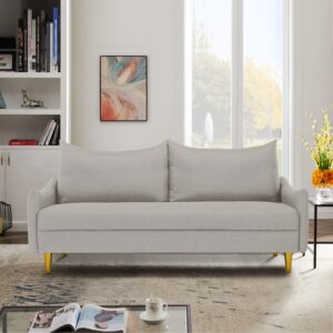 hdxdkog loveseat sofa, 67'' mid century modern small love seats furniture comfy couch for living room, upholstered 2 seater sofa for small apartment (beige)