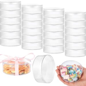 taiyin 50 pcs plastic acrylic circle box with lid clear acrylic box small 3'' round cube organizer transparent storage boxes containers for candy beads jewelry gift wedding graduation favor