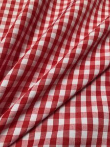 1/4 inch red gingham fabric per yard 60 inch polyester/cotton blend