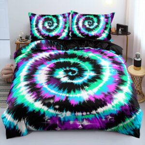 holiyjog tie dye duvet cover set king size tie dye purple blue bed set girls comforter cover and pillow shams for women decor bedroom