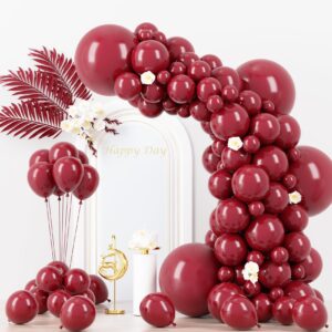 voircoloria 130pcs burgundy balloons different sizes 18" 12" 10" 5" wine red balloons for birthday graduation bride baby shower wedding decorations