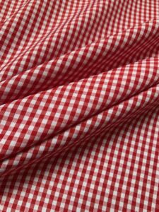 1/8 inch red gingham fabric per yard 60 inch polyester/cotton blend