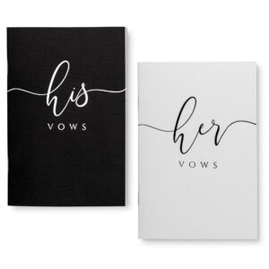 united esell wedding vow books his and hers – black and white foil bride and wedding notebook with 28 pages - 5,9" x 3.9" – vow renewal - bridal shower gifts - time capsule letter