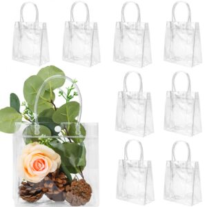 badenbach 36 pcs small clear gift bags with handle,6.3" x 5.9" x 2.75",mini clear gift bags clear goodie bags plastic gift bags with handle for wedding birthday party halloween christmas