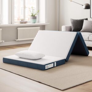 linsy living folding mattress, 4 inch trifold mattress with washable tencel cover, twin xl memory foam mattess, foldable, portable, easy storage sofa bed, twin xl size, 80" * 38"