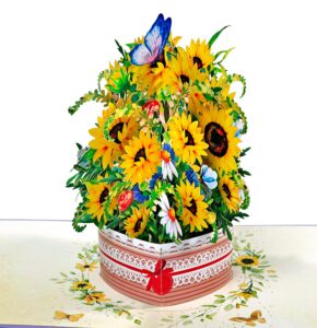 cutpopup mother's day card pop up, birthday 3d greeting card (sunflowers vase)