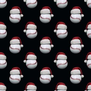 cute santa hat baseball gift wrap thick wrapping paper bball themed christmas holiday party decoration (one 20 inch x 30 inch sheet)