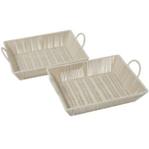 the novogratz cotton handmade woven storage basket with handles, set of 2 18"w, 17"w, cream