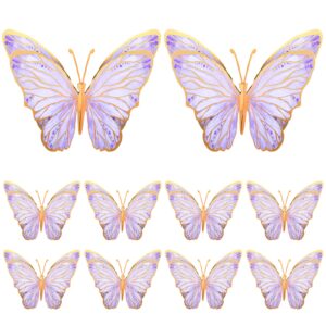 geyee 10 pcs large butterfly centerpieces for tables butterfly party decorations 3d paper butterfly table toppers centerpieces wall decor for birthday baby shower wedding party supplies(purple)