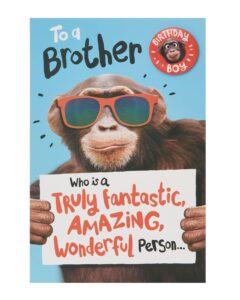 uk greetings birthday card for brother - monkey design, 137mm x 210mm