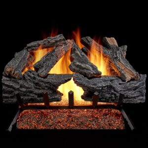 hearthsense csw24hvl natural gas vented fireplace logs set with match light, 55000 btu, heats up to 2000 sq. ft, colorado split wood, 24 inches