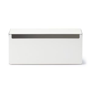 muji 44596654 steel tap storage box, flap type, white gray, width 12.6 x depth 3.9 x height 5.5 inches (32 x 10 x 14 cm)