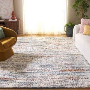 safavieh berber shag collection area rug - 8' x 10', blue rust & ivory, modern abstract design, non-shedding & easy care, 1.25-inch thick ideal for high traffic areas in living room, bedroom (ber577a)