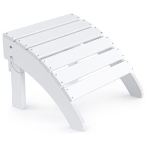 cecarol folding adirondack ottoman for adirondack chair, folding easily adirondack footstool without assembly, ottoman for outdoor porch, yard, garden, white-aco01