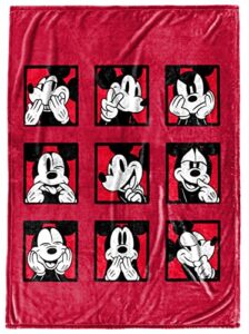 disney mickey mouse expressions throw blanket - measures 50 x 70 inches - fade resistant super soft fleece bedding (official product)