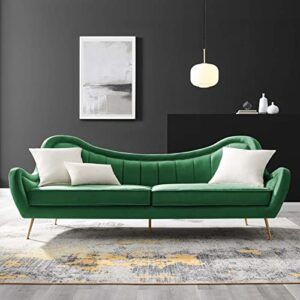 modway eei-5874-eme cheshire channel tufted performance velvet sofa, emerald