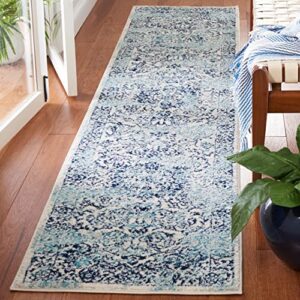 safavieh tulum collection runner rug - 2' x 9', ivory & blue, oriental design, non-shedding & easy care, ideal for high traffic areas in living room, bedroom (tul282b)