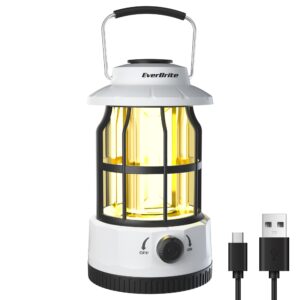 everbrite led camping lantern, usb c rechargeable lantern with stepless dimming, vintage portable camping lights & lanterns, lanterns for power outages, hurricane, emergency, fishing, home and more