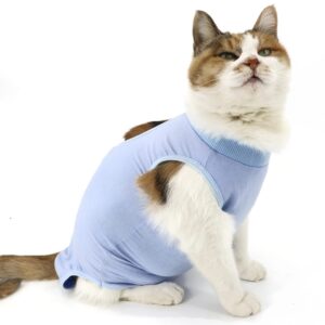 qiyadin cat recovery suit, cat surgical recovery suit for abdominal wound or skin disease, cat onesie for cats after surgery, cat spay recovery suit, e-collar alternative pajama suit for dogs and cats