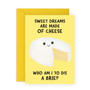 central 23 funny birthday cards for men and women - funny cards - food pun humor - 'sweet dreams are made of cheese' - friend birthday card - comes with fun stickers