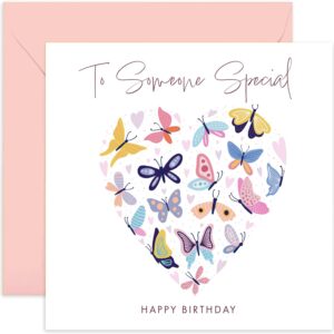 old english co. butterfly hearts special birthday card - female birthday card | birthday cards for women | blank inside & envelope included (special friend)