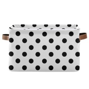 alaza white black polka dot foldable storage box storage basket organizer bins with handles for shelf closet living room bedroom home office 1 pack