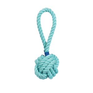 jax & bones dog rope toy - 3" aqua knot celtic knot pull toy for dogs - premium tug of war toy for aggressive knot dog rope