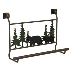 metal rustic black bear family door mounted towel rack kitchen cabinet organizer