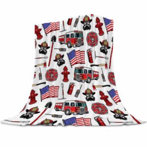 firetruck throw blanket, super-soft firefighter blanket for toddler boys, kids, and children, fleece blanket warm fluffy and cozy soft blanket for all season 40"x50"