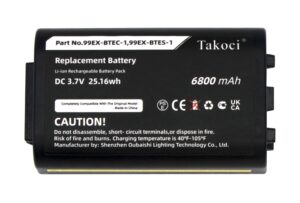 gikysuiz replacement battery for honeywell dolphin 99ex & 99gx series mobile computer fits part number 99ex-btes-1 li-ion extended battery 99ex-btec-1 battery 3.7v/6800mah