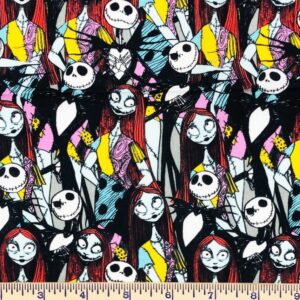 fat quarter - jack & sally nightmare before christmas cotton fabric - 18" x 22" fat quarter