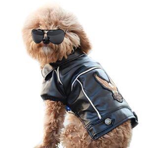 niula dog leather jacket - cute leather dog jackets motorcycle clothes with buttons pet waterproof winter coat for small medium dogs