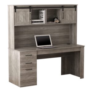 Realspace® Peakwood 65"W Computer Desk With Hutch And Wireless Charging, Smoky Brown