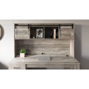 Realspace® Peakwood 65"W Computer Desk With Hutch And Wireless Charging, Smoky Brown