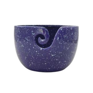 darn good yarn handcrafted ceramic knitting crocheting yarn bowl| purple speckled design| large- holds at least 2 balls of yarn