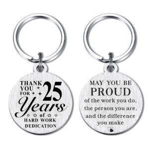 abnty 25 year work anniversary employee gifts, 25th work anniversary decorations, thank you 25 years employee anniversary keychin gifts