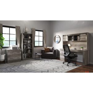 Realspace® Peakwood 65"W Computer Desk With Hutch And Wireless Charging, Smoky Brown