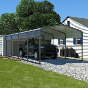 veikou 12' x 20' carport, upgraded metal carport with heavy duty thicken steel roof, extra large car port for cars, car shelter & shade