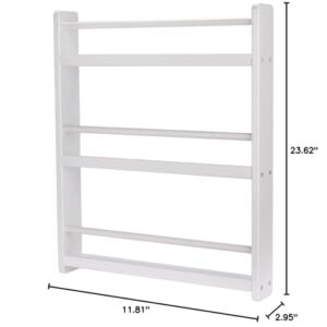 Childlike Behavior 3-Tier Wood Bookshelf Organizer for Kids - White, Wall Mount