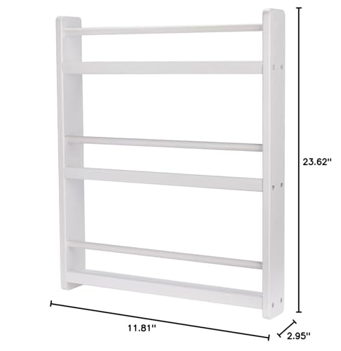 Childlike Behavior 3-Tier Wood Bookshelf Organizer for Kids - White, Wall Mount