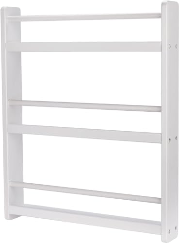 Childlike Behavior 3-Tier Wood Bookshelf Organizer for Kids - White, Wall Mount