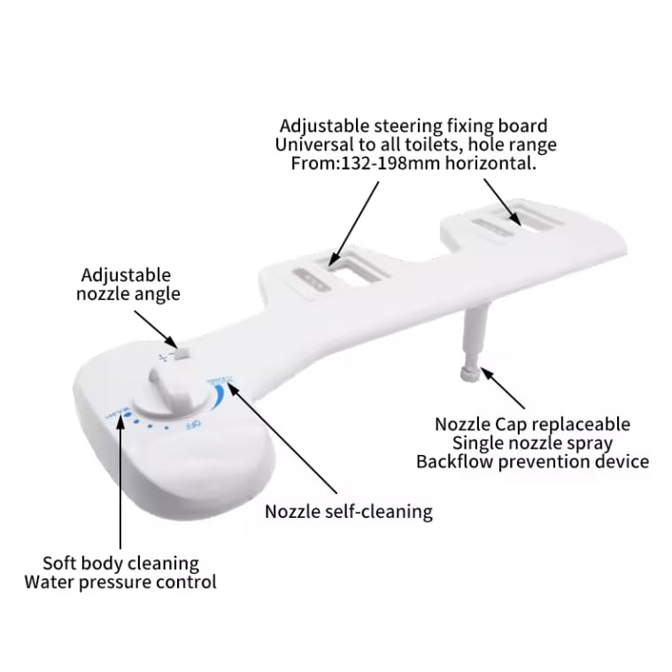 Toilet Seat Bidet Attachment Fresh Water Spray Non-Electric Bidet Toilet Attachment in White with Self Cleaning Nozzle