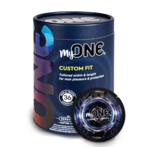 myone custom fit snug sized condoms | tailored width & length | max pleasure | triple tested softer latex | lubricated | nontoxic, vegan, non-gmo | 45c: wide (45), length 4.7” (c)