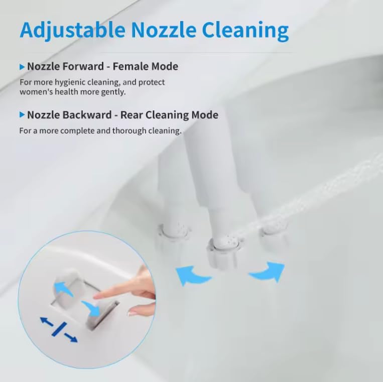 Toilet Seat Bidet Attachment Fresh Water Spray Non-Electric Bidet Toilet Attachment in White with Self Cleaning Nozzle