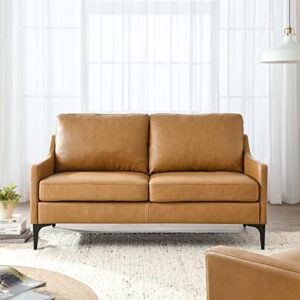 modway corland upholstered leather, loveseat, tan