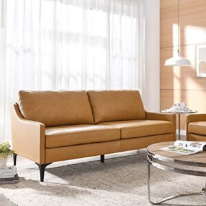 modway corland upholstered leather, sofa, tan