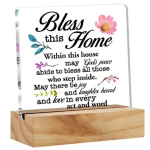 inspirational house warming gifts home bless this home quote desk decor house blessing religious acrylic desk plaque sign with wood stand home office desk sign keepsake