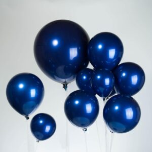 kozee chrome blue double-stuffed balloons different sizes 52 pack 18+10+5 inch metallic navy blue balloon garland kit for 2023graduation wedding birthday baby shower anniversary decorations