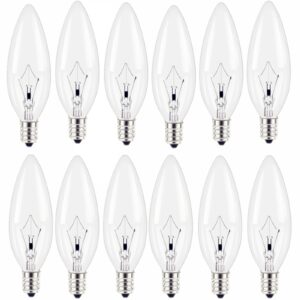 12-pack e12 candle light bulbs,40 watt clear candelabra base (e12) 110v_120v,flame shaped incandescent chandelier light bulbs,dimmable, warm white