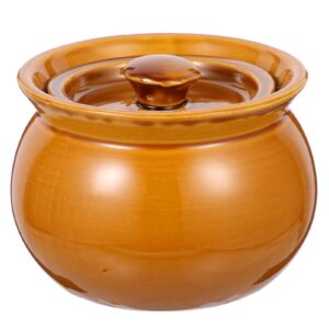 yardwe ceramic stew pot with lid, 500ml traditional clay stockpots ceramic stewing soup pot for stew chicken soup steam vegetables and corn or cooking food